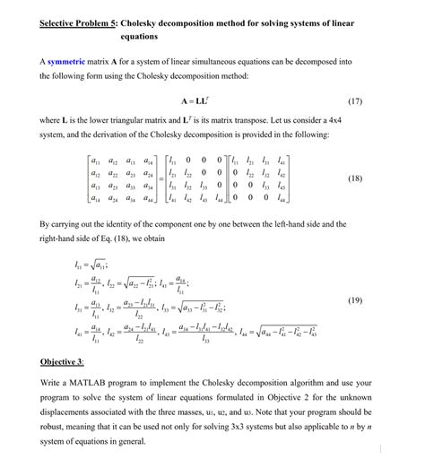 Cholesky Decomposition Method For Solving Systems Of