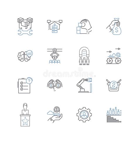 Automated Processes Line Icons Collection Efficiency Streamlining Optimization Productivity