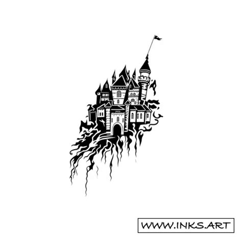 Tattoo Design Engineer Castle Stencil Art Style Stencil
