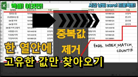엑셀 이것만 한 열안에 중복값 제거해 고유한 값만 찾아오기 Feat Indexmatchcountif 함수 Youtube