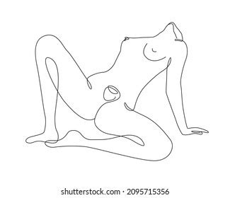 라인 아트 벌거벗은 여자 몸 최소 스톡 일러스트 2095715356 Shutterstock