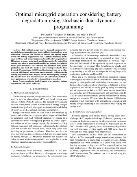 pdf optimal microgrid operation considering battery degradation using