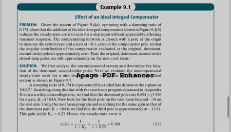 Solved Example 91 Effect Of An Ideal Integral Compensator