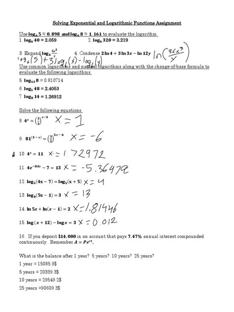 Algebra 2 Unit 6 Solving Exponentialand Logarithmic Functions