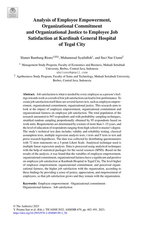Pdf Analysis Of Employee Empowerment Organizational Commitment And Organizational Justice To