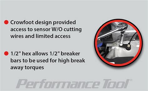 Performance Tool W84009 Nox And Soot Sensor Crow Foot Removal Tool For Dodge Diesels 1 2 Inch