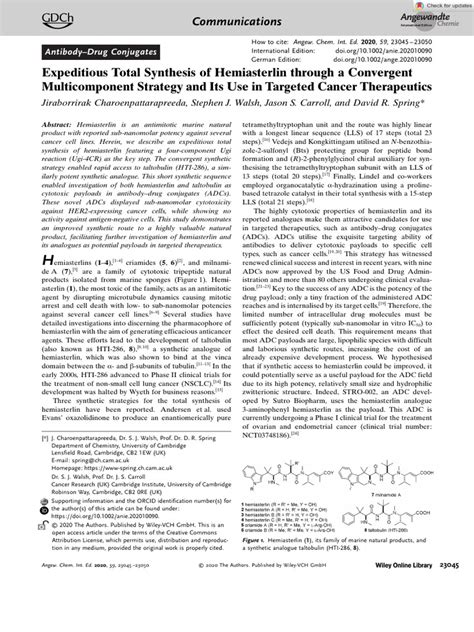 Charoenpattarapreeda Et Al 2020 Expeditious Total Synthesis Of Hemiasterlin Through A