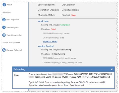 Tfs Opshub Vsonline Migration Migration Halted Read Timeout