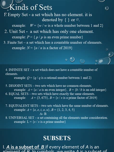 Kinds Of Sets Subset Pdf