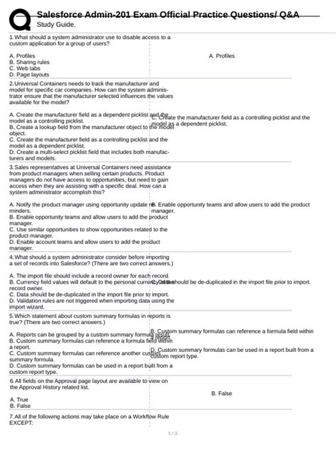 Salesforce Admin 201 Exam Official Practice Questions Certified Solutions To Help You Ace With