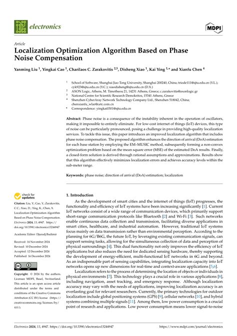 Pdf Localization Optimization Algorithm Based On Phase Noise Compensation