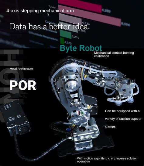 4 Axis Stepping Robotic Arm With Suction Cup Pump Stepper Motor Metal E Smart Way