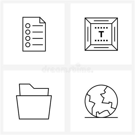 Ui Set Of 4 Basic Line Icons Of Checklist Pad File Key File Stock