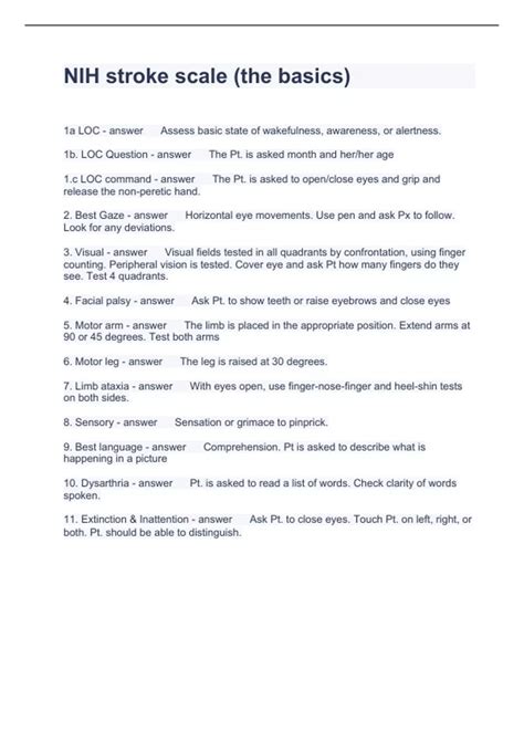NIH Stroke Scale The Basics Questions And Answers Graded A NIH Stroke Scale Stuvia US