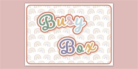 New Muted Rainbow Themed Busy Box Display Poster