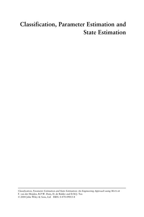 Pdf Classification Parameter Estimation And State Estimation An Engineering Approach Using