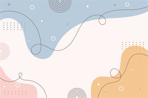 부드러운 파란색과 베이지색의 추상적인 배경 와 물결 모양 선 다양한 모양을 손으로 그립니다 트렌디 한 현대 벡터 일러스트 레이 션 0명에 대한 스톡 벡터 아트 및 기타