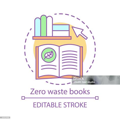 제로 폐기물 책과 리터러 어 개념 아이콘입니다 환경 문제 및 환경 친근 한 교육 아이디어 생태 학습 얇은 라인 그림 벡터 절연 윤곽선 도면 편집 가능한 스트로크 0에 대한