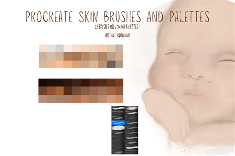 Skin Procreate Brushes X 18 And 2 X Swatch Palette Light And Dark Skin By Mini Trezò Design