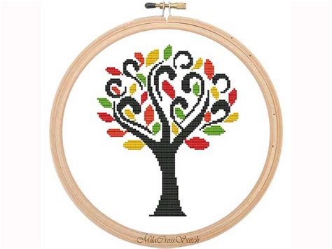 Tree Cross Stitch Pattern PDF Modern Easy Xstitch Chart Etsy