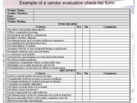 Vendor Evaluation Form