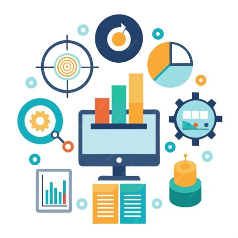 Colorful Flat Design Icons Illustrating Data Analytics And Business Intelligence Premium Ai