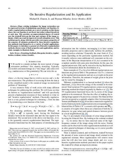 Pdf On Iterative Regularization And Its Application
