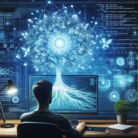 Software Developer And Tree Of Optimization Premium Ai Generated Image