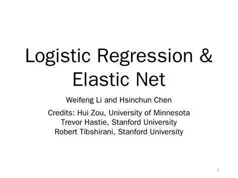 Logistic Regression And Elastic Net