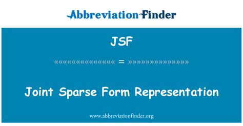 Jsf 代表 联合稀疏形式的表述方式 Joint Sparse Form Representation