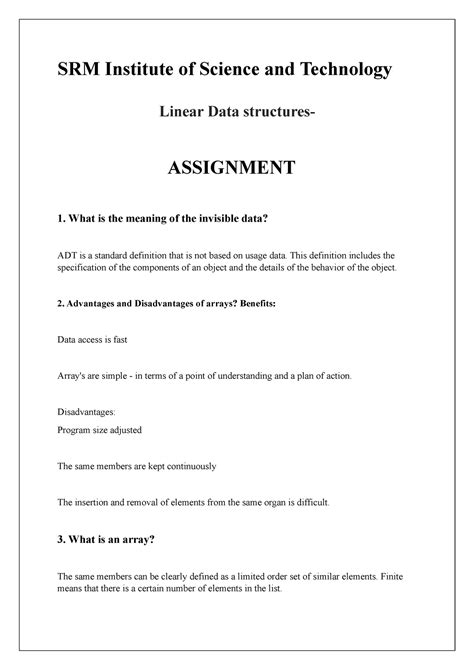 Linear Data Structures Studocu