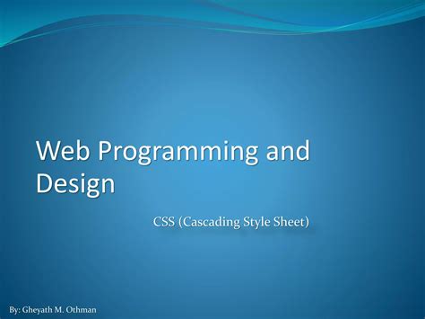 Web Design Course Css Lecture 2 Ppt