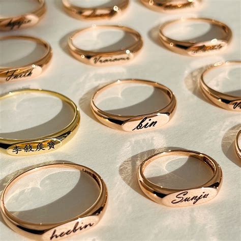 브링제이 14k 18k 각인 레터링 이니셜 우정 금 반지 위시버킷