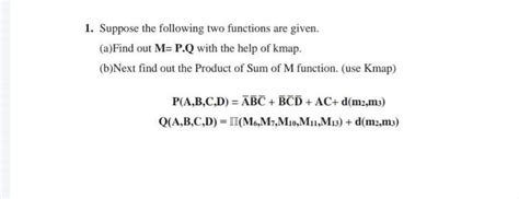 Answered 1 Suppose The Following Two Functions Bartleby