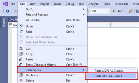 Convert Json And Xml Object Into Class Using Visual Studio