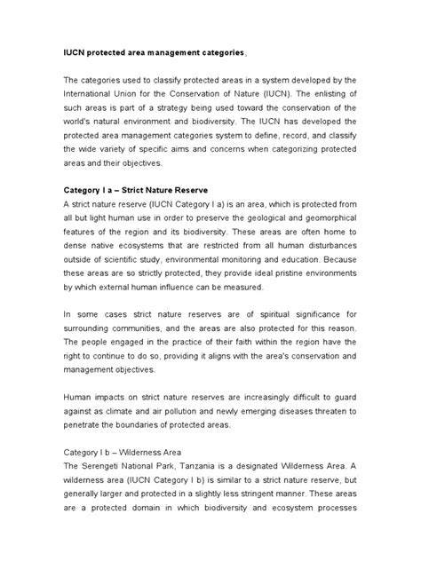 Iucn Protected Area Management Categories Pdf Biogeochemistry Environmental Protection