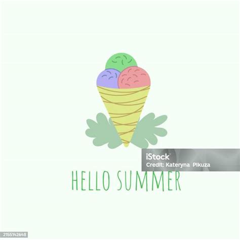 안녕하세요 여름입니다 아이스크림 벡터 일러스트 레이 션 가꿔주기에 대한 스톡 벡터 아트 및 기타 이미지 가꿔주기 계절 냉동된 Istock