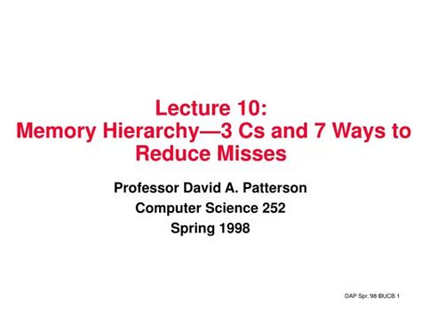 PPT Lecture Memory Hierarchy Cs And Ways To Reduce Misses PowerPoint Presentation ID