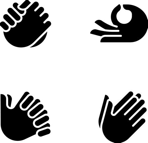 Gestures Communication Process Black Glyph Icons Set On White Space Hand Signals Expression