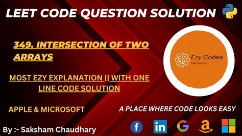 349 Intersection Of Two Arrays Hindi Explanation Python 3 Big