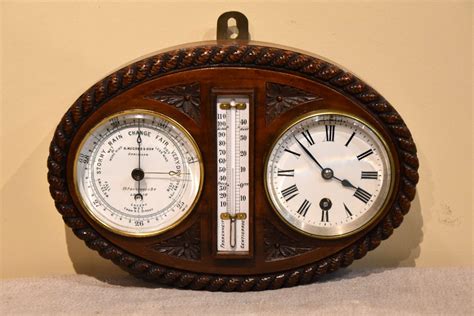 Wall Hanging Barometer Clock With Enamel Dials Cl3 La471036