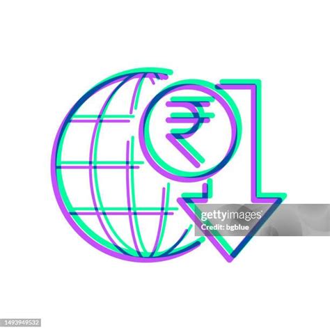 Indian Rupee Rate Decrease Icon With Two Color Overlay On White