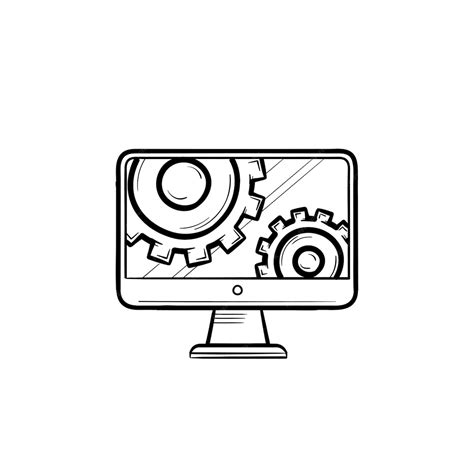 Premium Vector Monitor With Gears Hand Drawn Outline Doodle Icon Monitor Service Setting