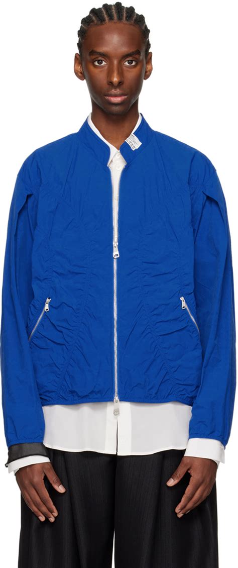 Blue Ruched Bomber Jacket By Ader Error On Sale
