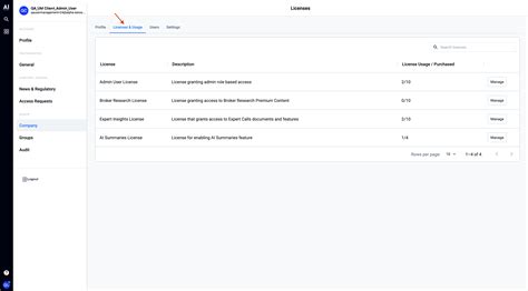 manage licenses alphasense documentation