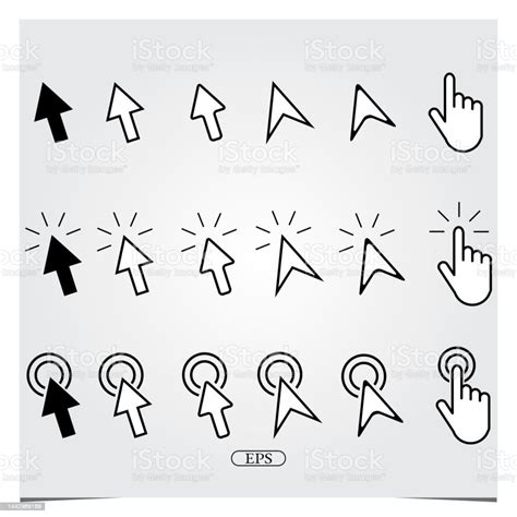 Pointer Cursor Mouse Icon Set Flat Outline Premium Template Stock Illustration Download Image
