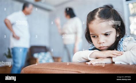 Fight Mother And Father With Girl Conflict And Argument At Home