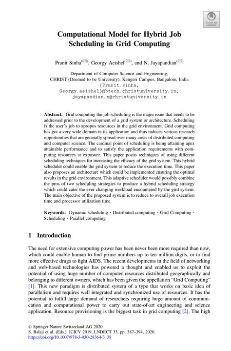 PDF Computational Model For Hybrid Job Scheduling In Grid Computing