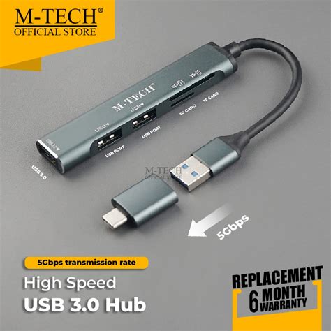Jual MTECH USB Hub Converter Type C To USB 3 0 Multiport For Macbook Laptop 5in1 Shopee Indonesia