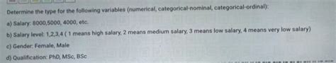 Solved Determine The Type For The Following Variables Chegg